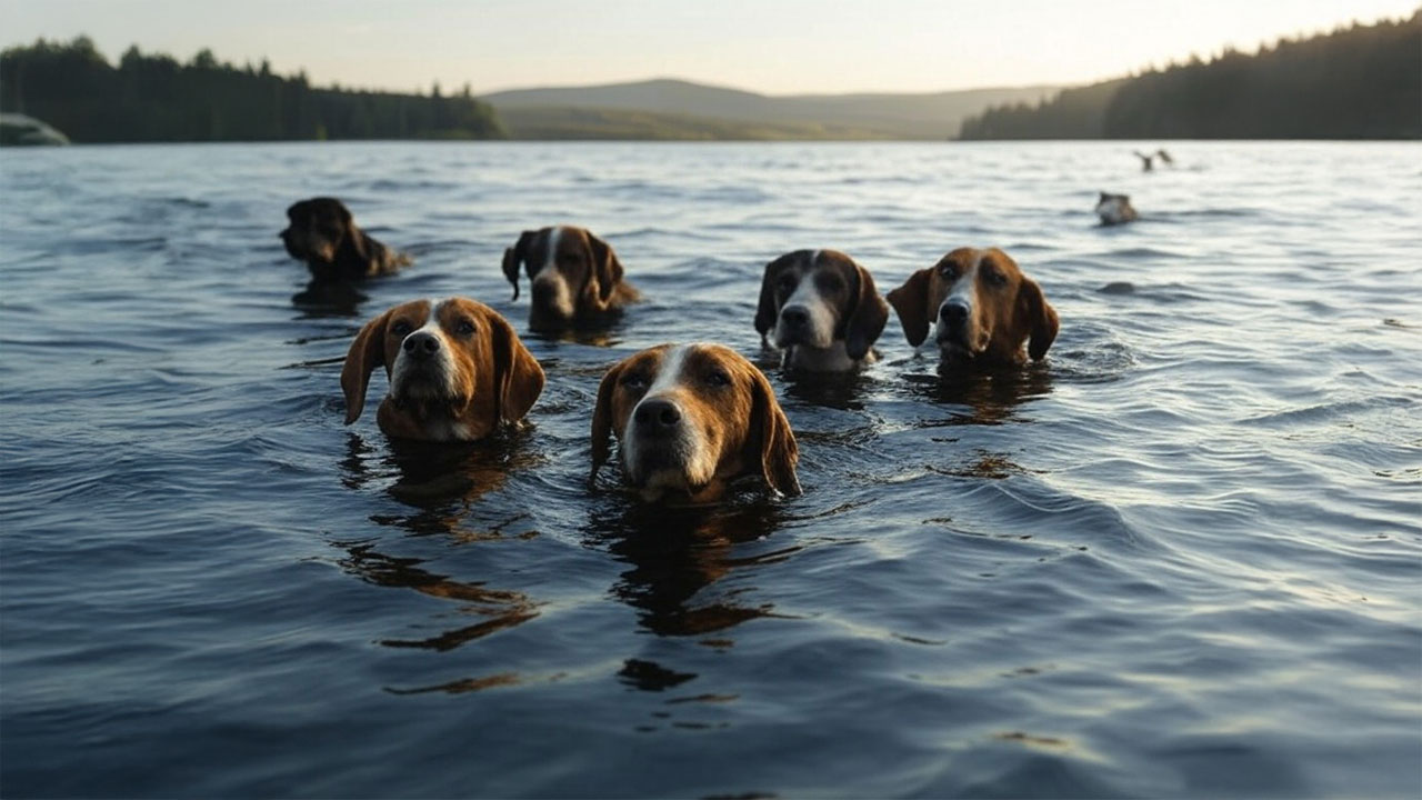 38 dogs lost in the middle of a lake - IVE America